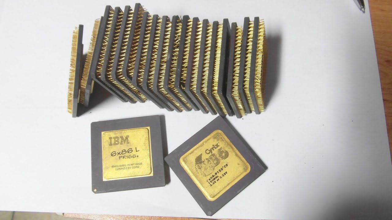 GOLD yield from 10 IBM 686 and 10 Cyrix 686 ceramic CPUs - YouTube