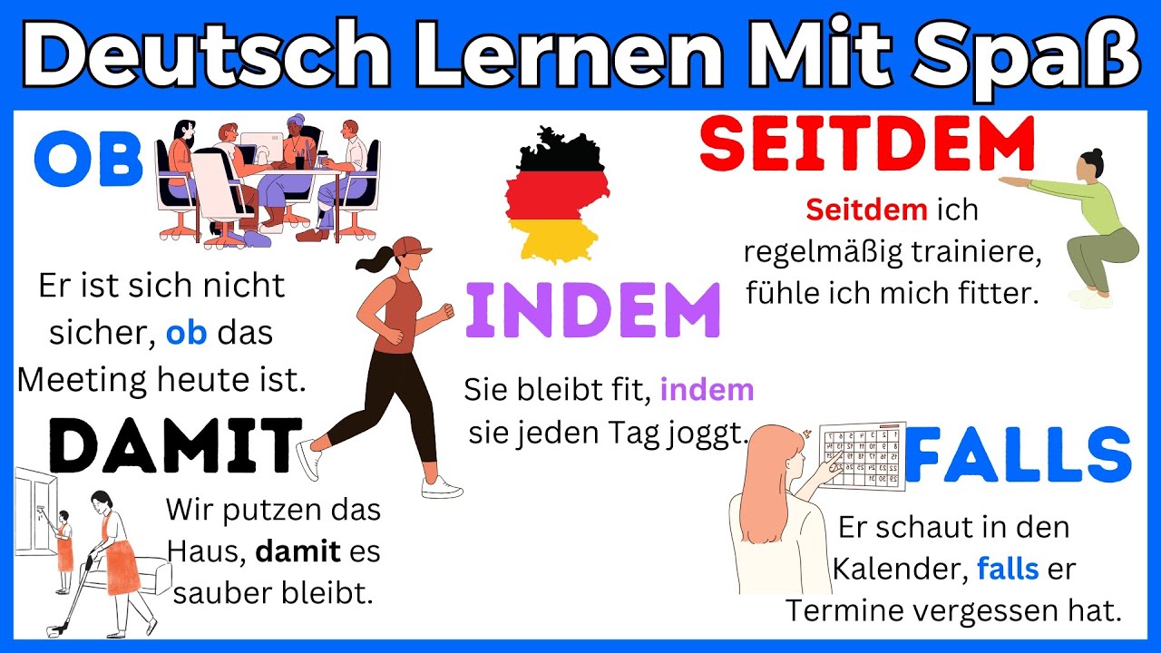 Deutsch lernen mit Spaß: So verwendest du {damit, falls, ob, und, indem ...