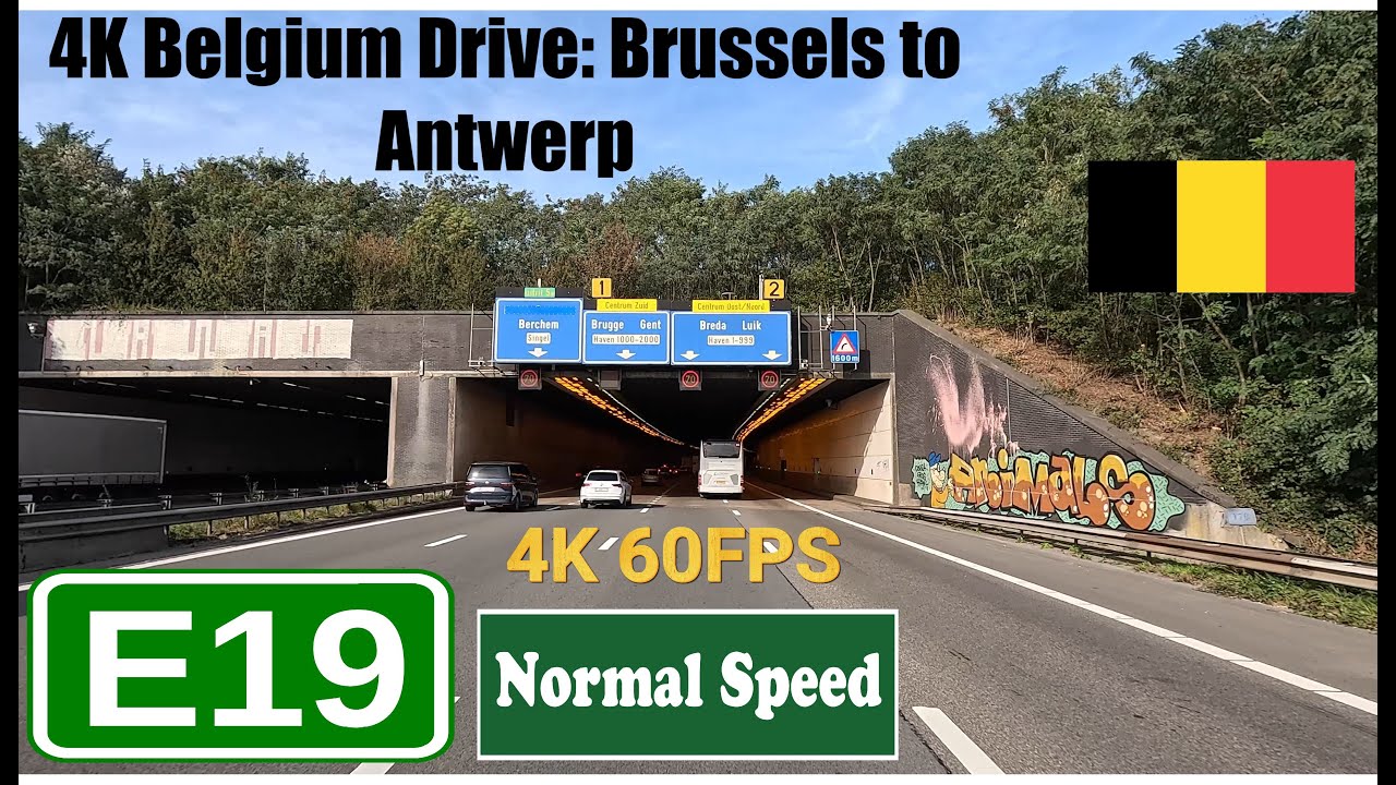 4K Belgium Drive: Brussels to Antwerp ASMR European Route E19 - YouTube