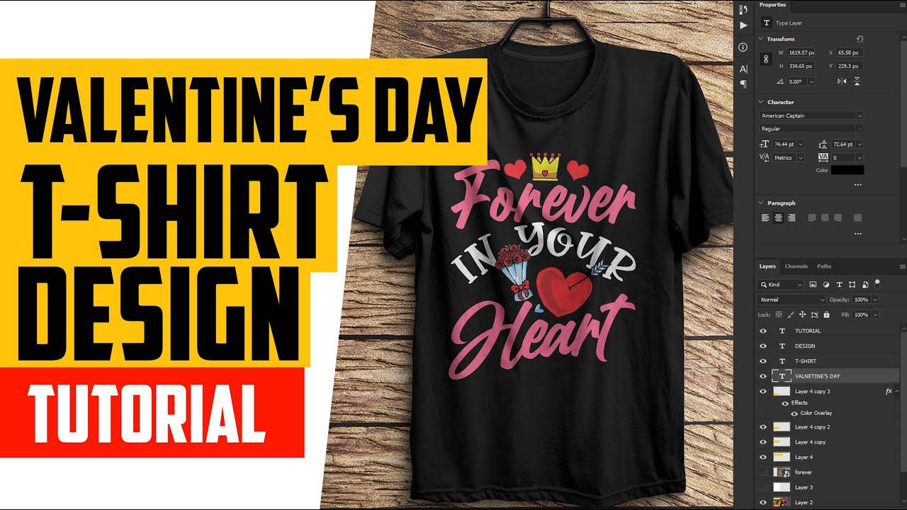 Steps on how to create Valentines Day T-shirt Design - YouTube