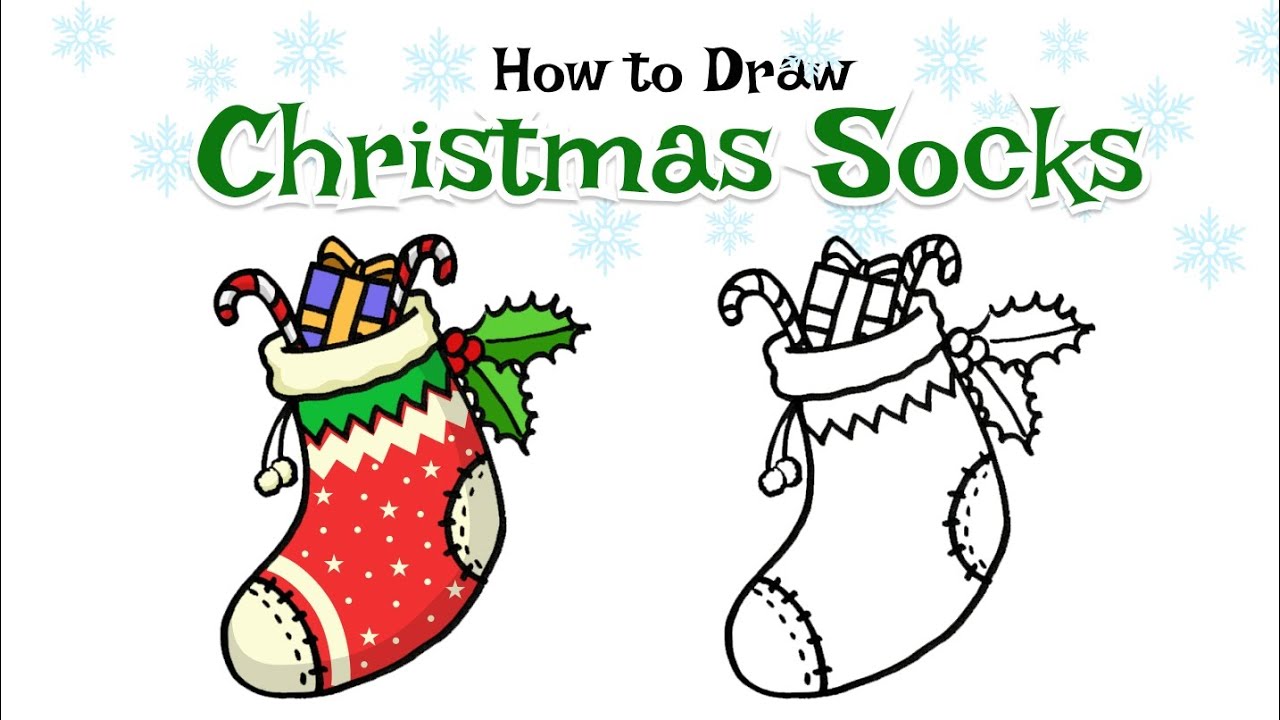 Christmas Socks drawing | Learn to draw a christmas socks | Christmas ...