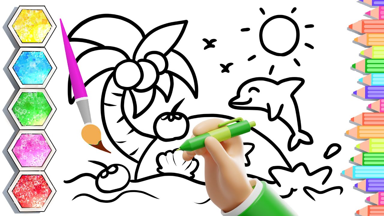 How to Draw Small Island Landscape | Easy Drawing & Coloring For Kids # ...