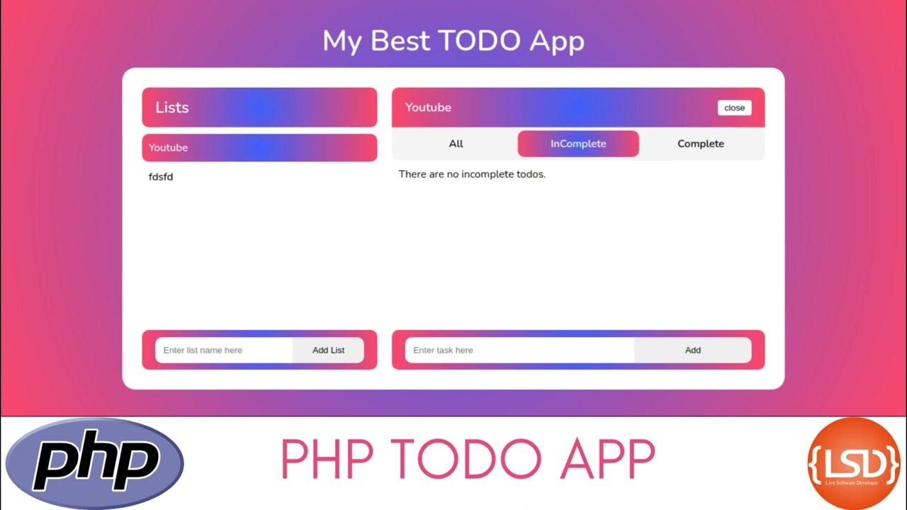 #php @P_H_P + MYSQL Database @mysql Todo app - CREATE READ UPDATE DELETE CRUD with #sql - 001 ...