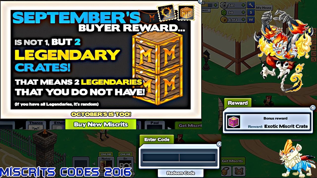 Miscrits Redeem Codes: (Exotic Miscrit Crate) #2016 - YouTube