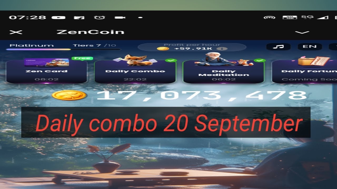zenCoin Daily Combo 20 September |Today Zen Coin Daily Combo|| - YouTube