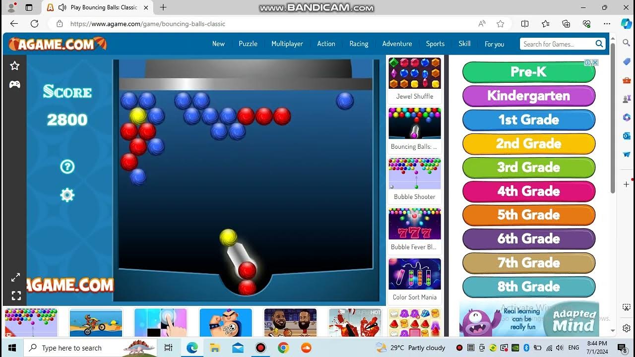 Playing Bouncing Balls on Agame(1/7/2024) - YouTube