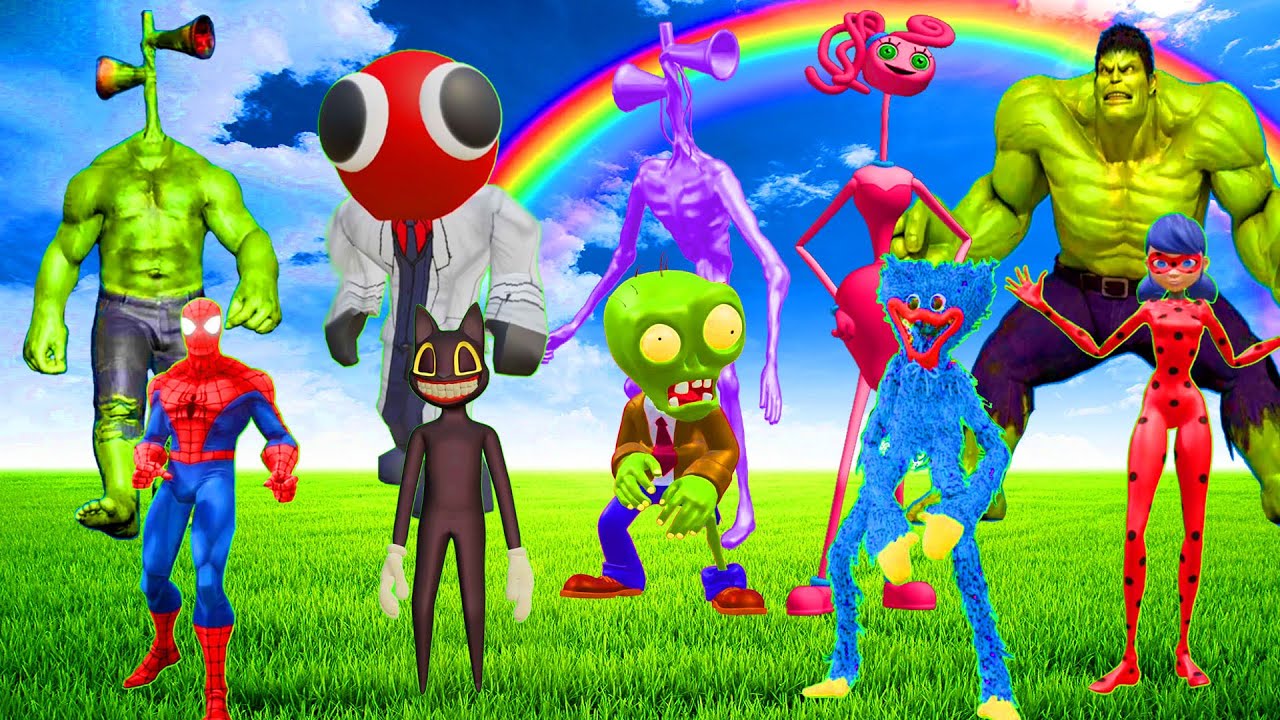 SIren head RAinbow friends Zombie CArnage LAdyBug HULK Huggy Wuggy ...