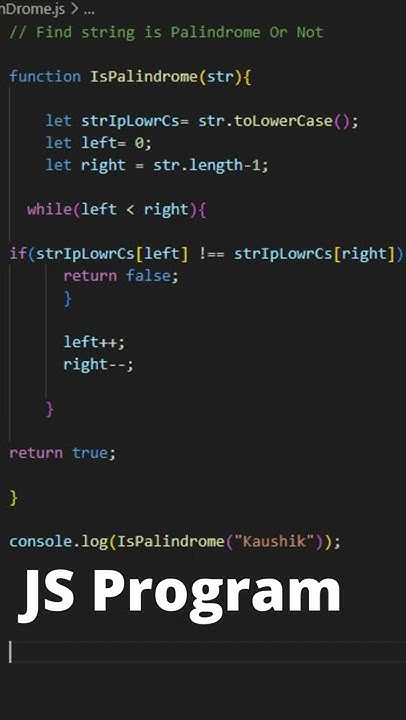 #short #shorts #LeetCode Palindrome String Solution - JavaScript | find String is Palindrome ...