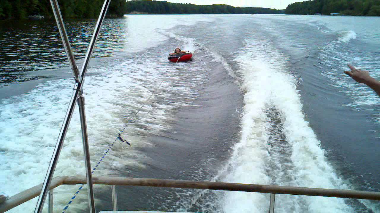 Cabin cruiser tubing fun in big boat - YouTube