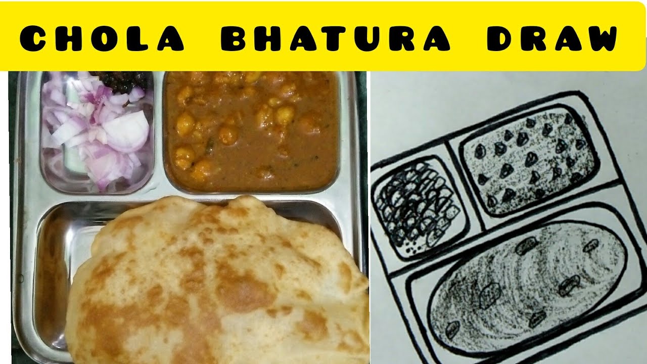 how to draw food realistic | chola bhatura sketch draw easy| 🍛 - YouTube