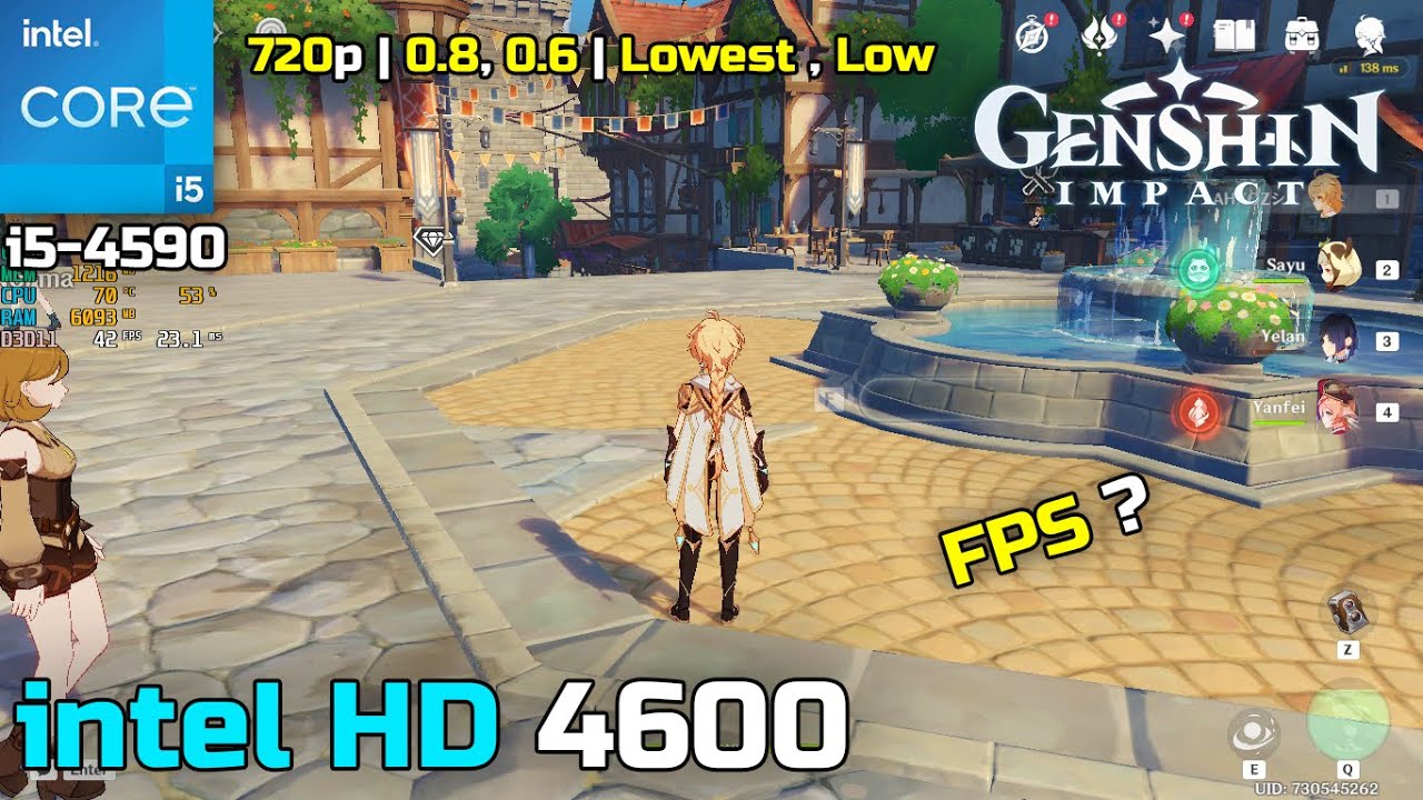 Genshin Impact intel HD 4600 Graphic | i5 4590 + 12GB | FPS ? - YouTube
