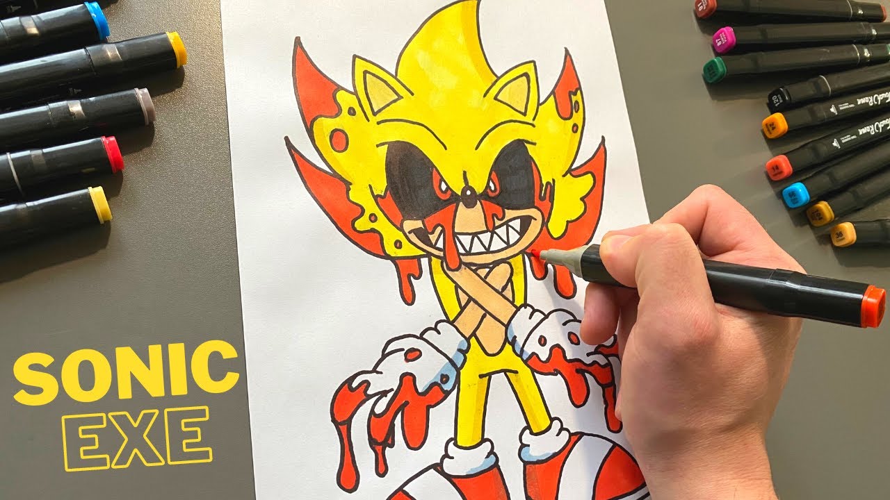 How To Draw Super Sonic EXE - YouTube
