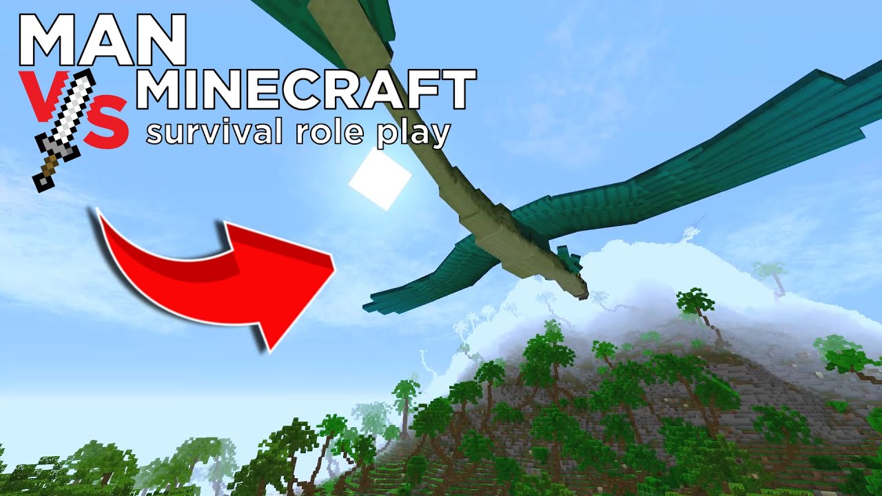 Huge Winged Serpent Flying Over My Base | Man vs Minecraft - Part 8 ...