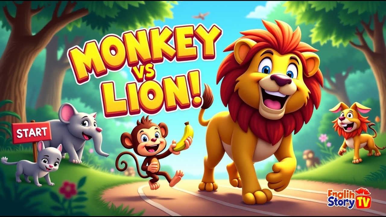 The Clever Monkey and Lion Story | Moral Story For Kids | English Story ...