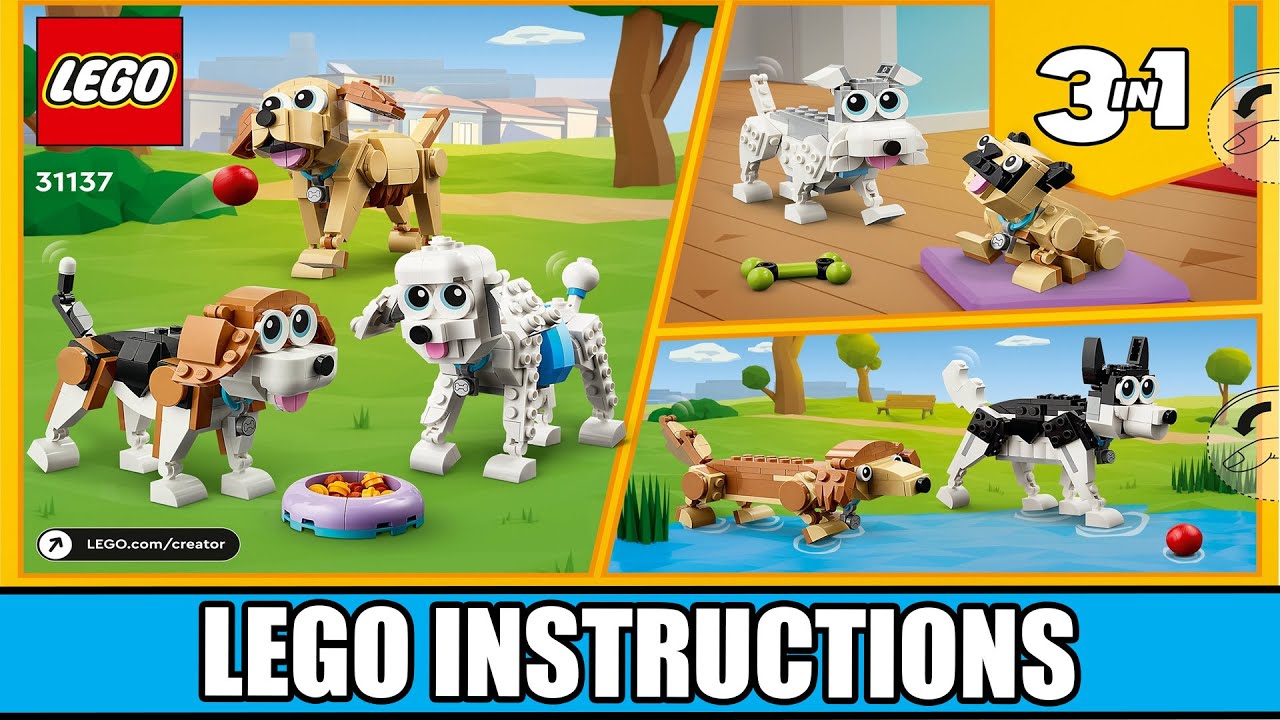 LEGO Instructions | Creator | 31137 | Adorable Dogs (All Books) - YouTube