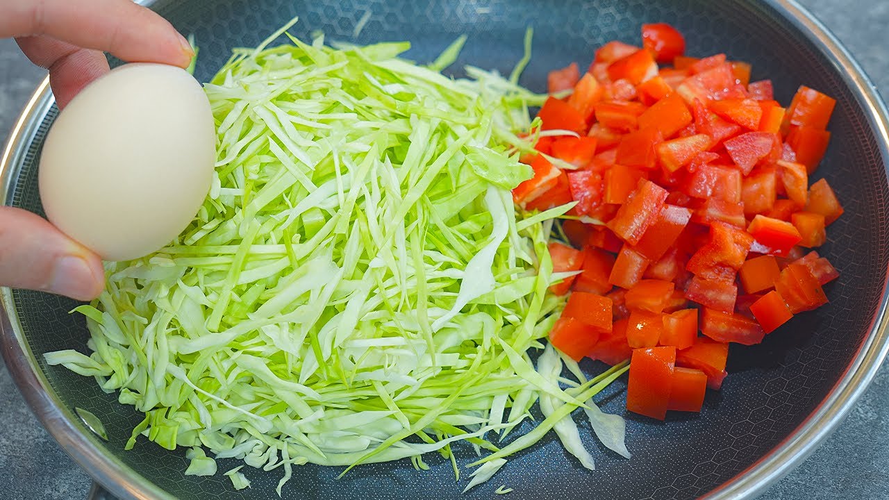 Cabbage, tomatoes with eggs is better than meat! Simple! Easy and ...