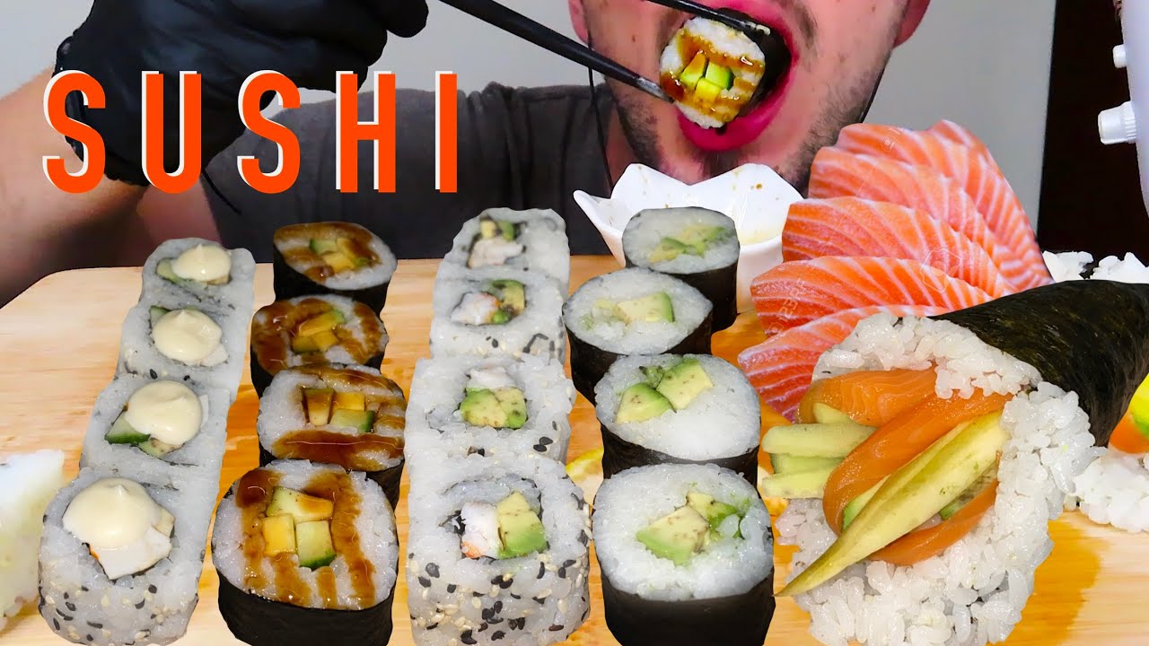 ASMR - SUSHI MUKBANG 먹방 JAPANESE FOOD - YouTube