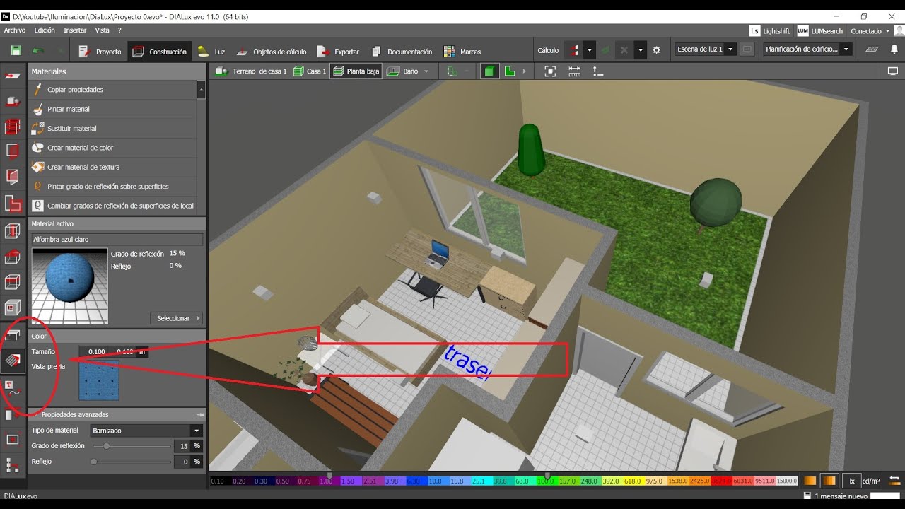 009 | Colores, materiales, pinturas y fotografías (DIALux evo) - YouTube