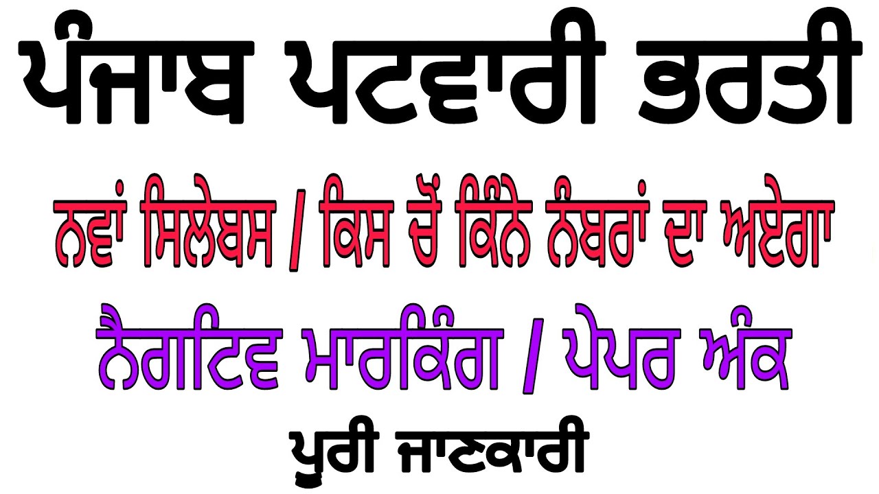 Patwari exam new syllabus 2021 ! Patwari exam paper pattern ! Patwari ...