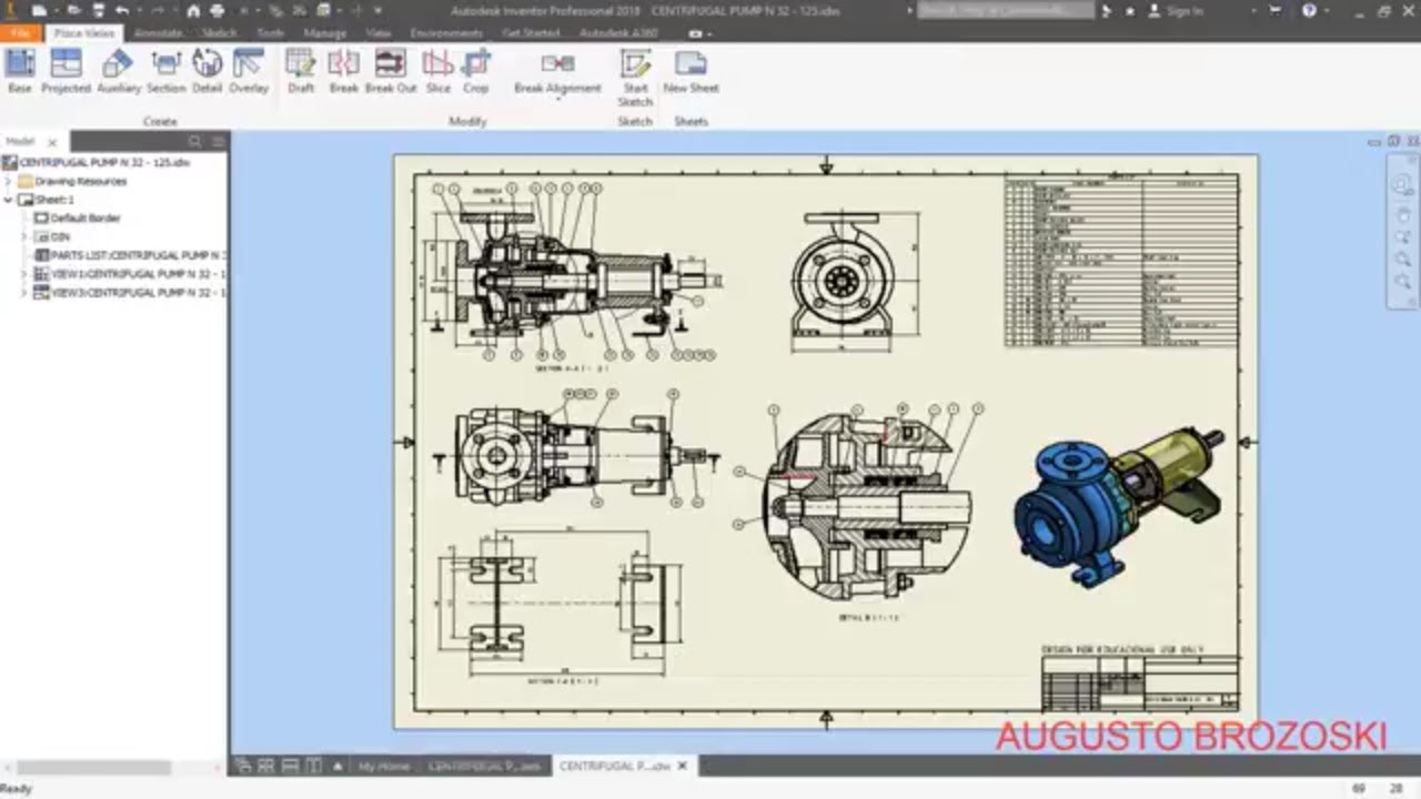 Autodesk Inventor Centrifugal Pump 08 - 09 - YouTube
