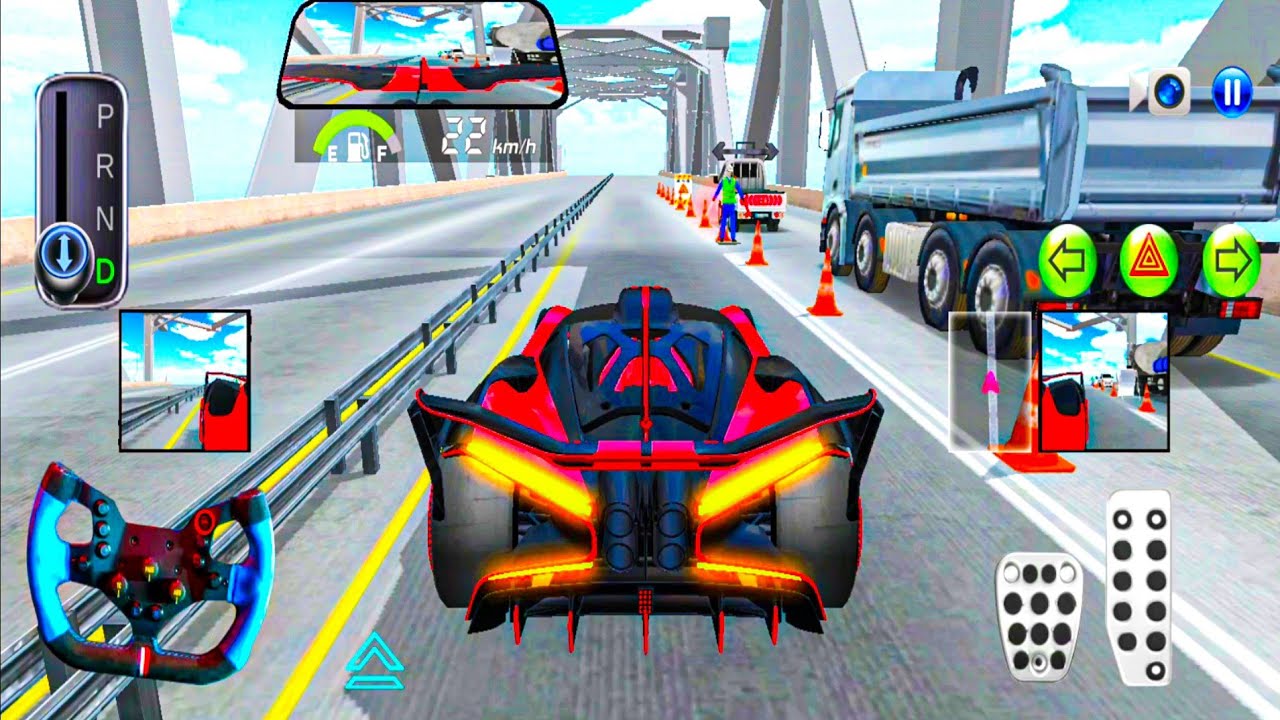 3D Driving Class - Red Colour Bugatti Racing Car - Android Game Play ...