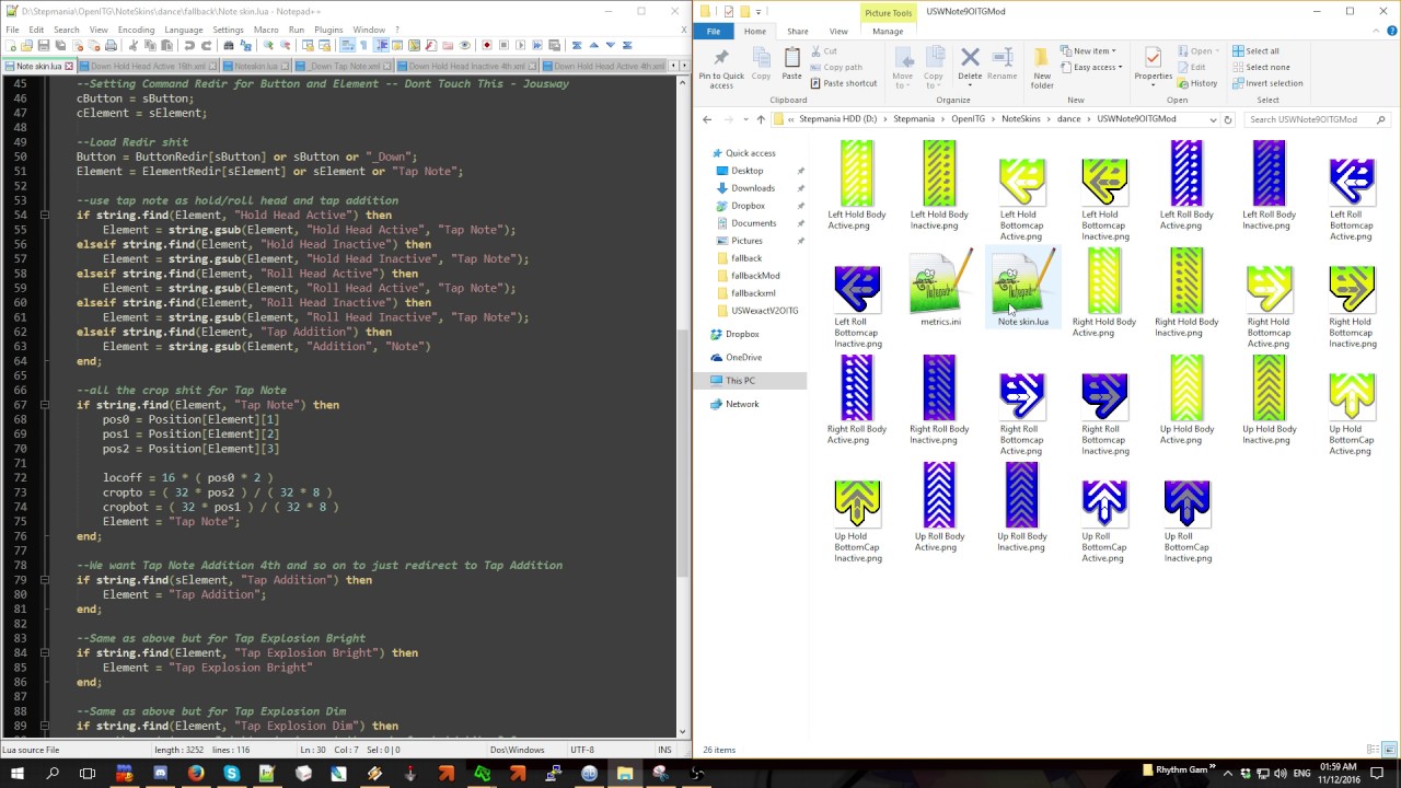 stepmania5 style noteskins in openitg/3.95 - YouTube