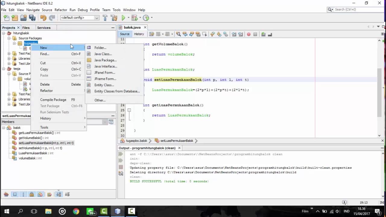 Membuat Program JAVA - Menghitung Volume dan Luas Permukaan Balok - YouTube