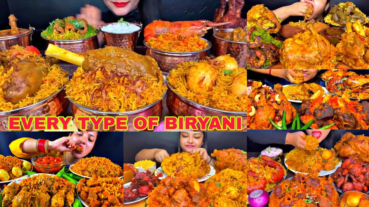 ASMR EATING CHICKEN BIRYANI, MUTTON BIRYANI, EGG BIRYANI, PRAWN BIRYANI ...