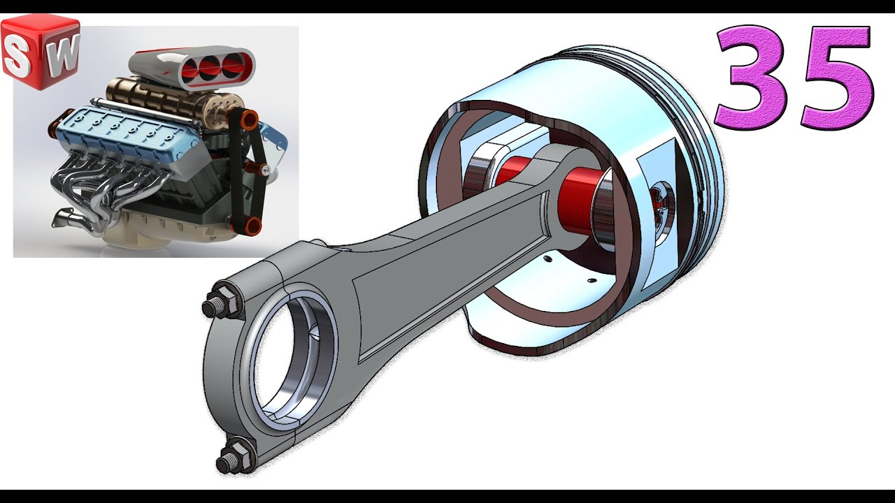 V12 Car Engine - 35. Piston Assembly (Project 04) Design by Solidworks ...