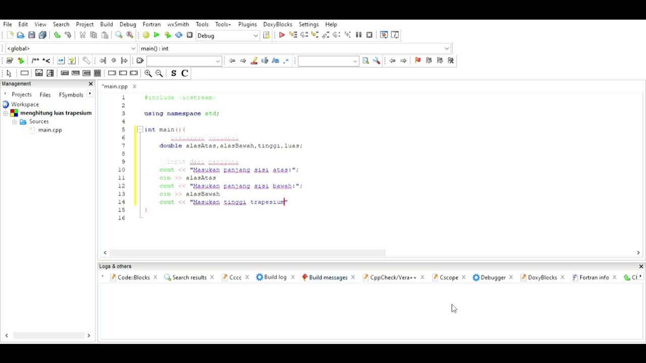 Membuat Program Menghitung Luas Trapesium Menggunakan Bahasa C++ - YouTube