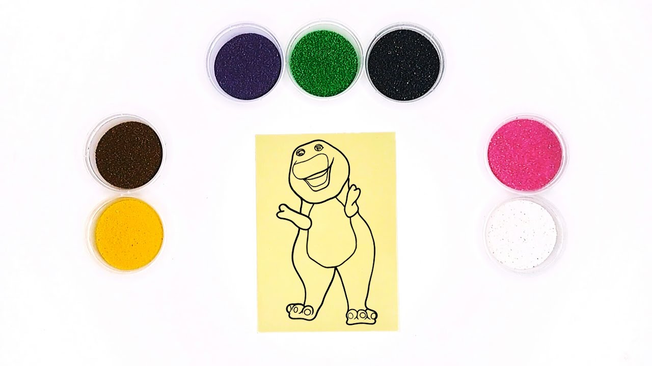 How to Color Barney the Dinosaur with Sand - Fun and Easy! - YouTube