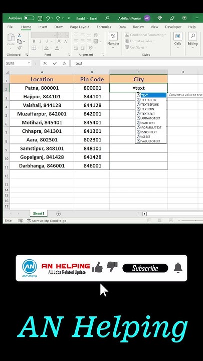 Amazing Excel Functions Split Text With These Functions Howto Excel Shorts Exceltutorial