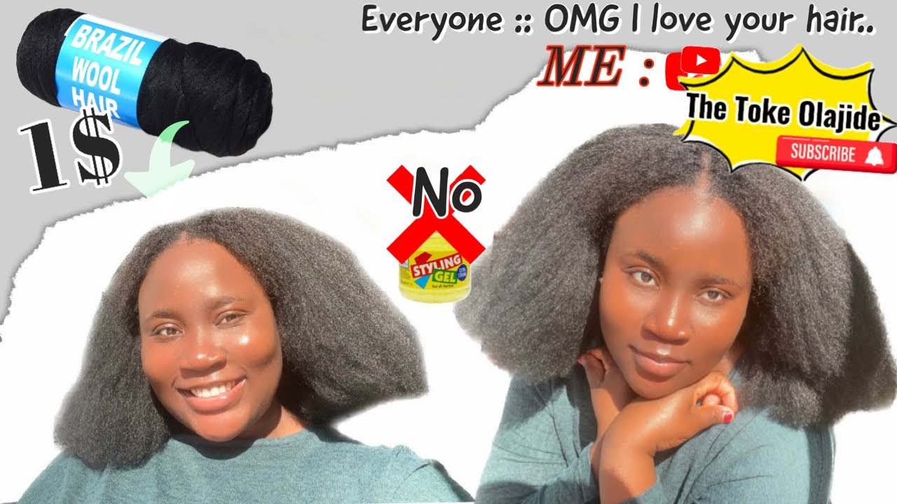DIY : Natural Hair Disguise USING BRAZILIAN WOOL - YouTube