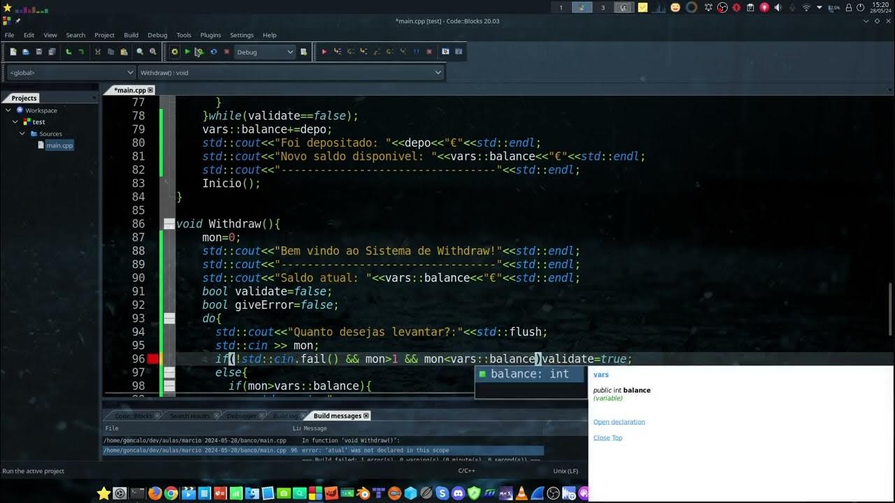 2024-05-28 - Corrigir Código C++ de um formando, com conselhos práticos iniciais, stack overflow ...