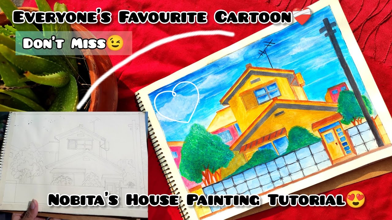 Doraemon House Drawing & Painting | Nobita's House Painting😍🖌️ A-Z Easy ...