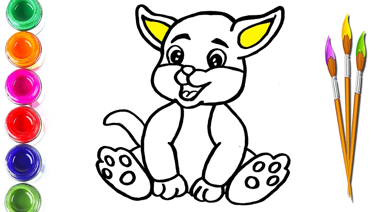 Cute Baby Cat Drawing, Painting, Coloring for Kids & Toddlers | Kids ...