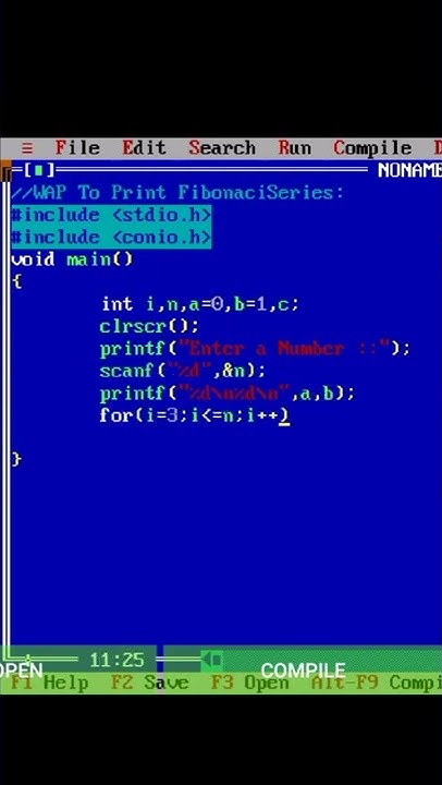 write a program to print Fibonacci series ||turbo c||c++ - YouTube