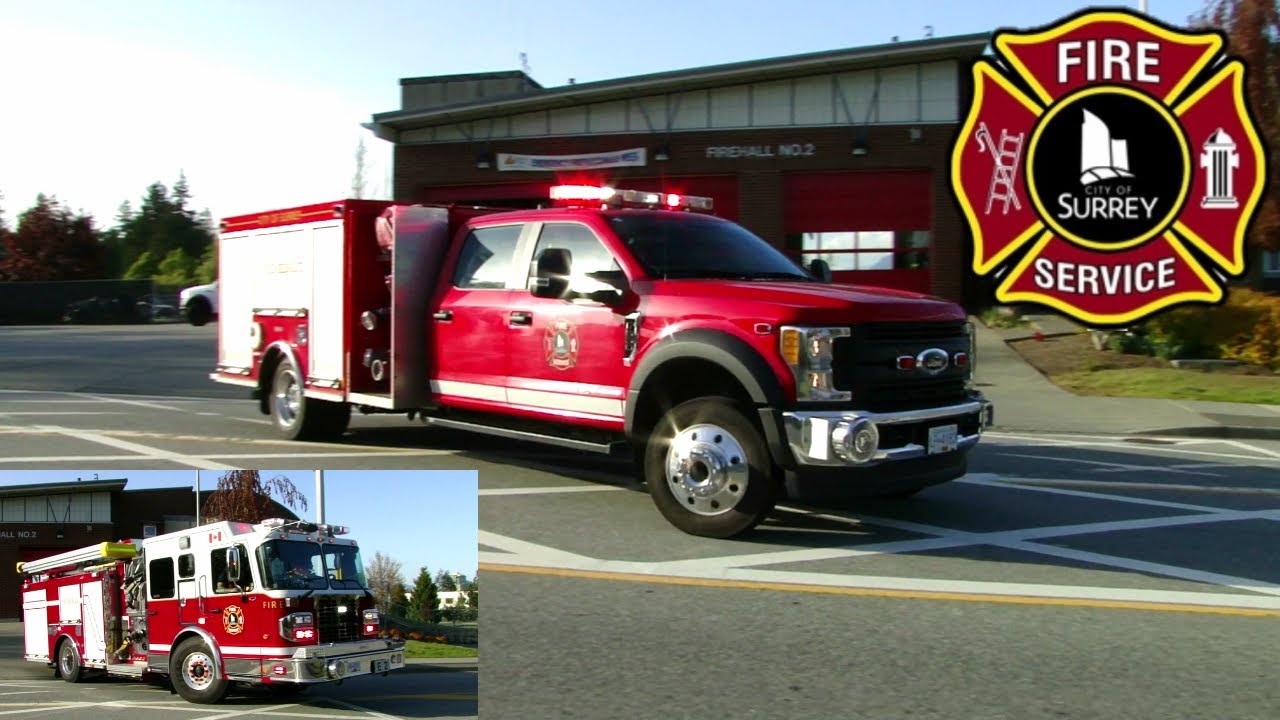 Surrey Fire Engine 2 & Med Engine 2 Responding - YouTube