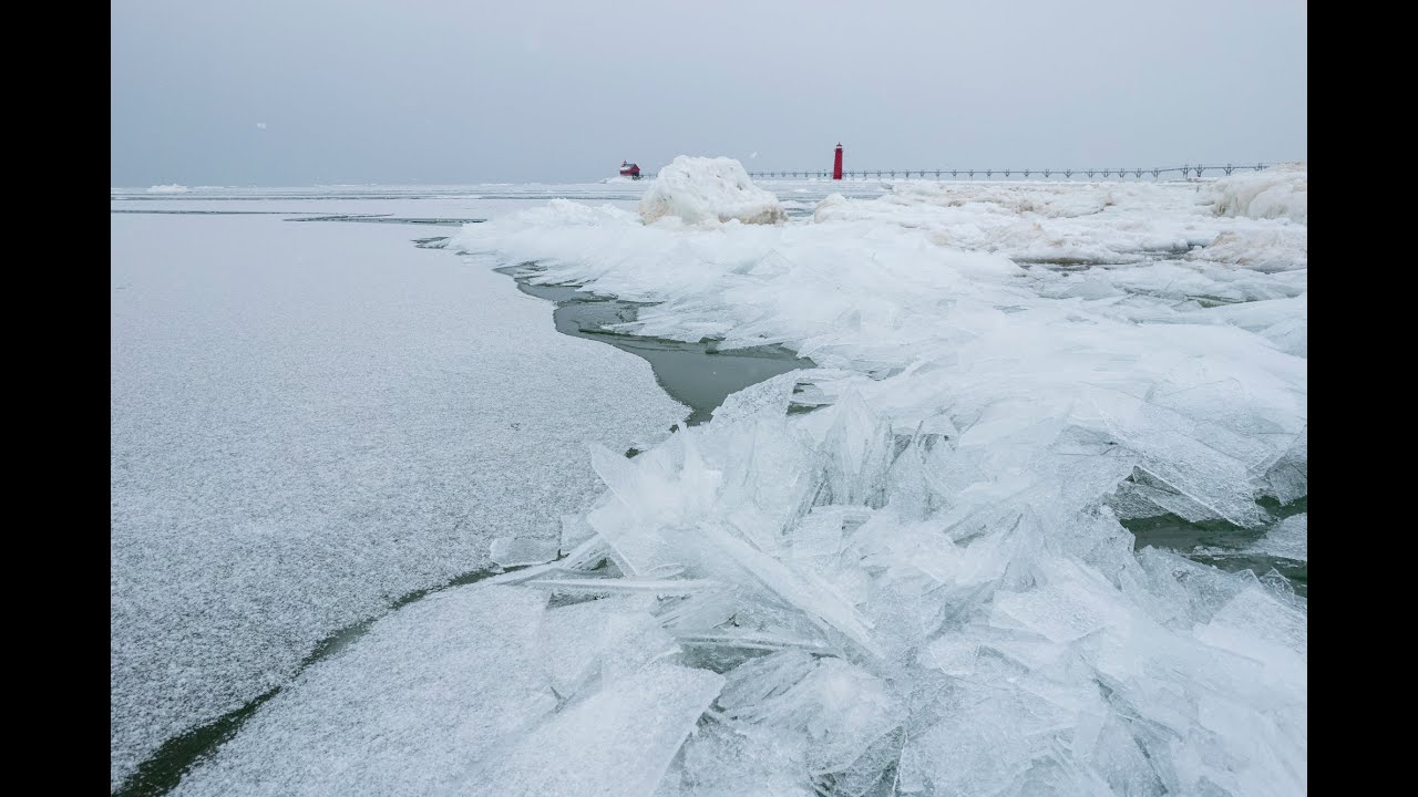 Timelapse shows ice shards forming along Lake Michigan shoreline - YouTube