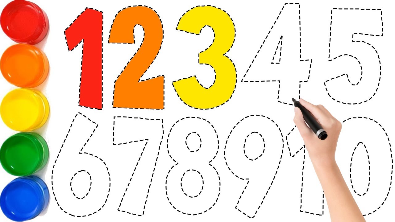 How to Learn Numbers Drawing for Beginners | Easy Draw and Paint 123 ...