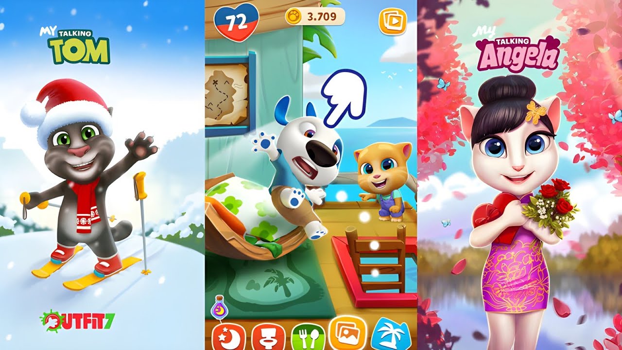 MY TALKING TOM 2 VS MY TALKING HANK 2 VS MY TALKING ANGELA 2 CHRISTMAS UPDATE GAMEPLAY PART 285 ...