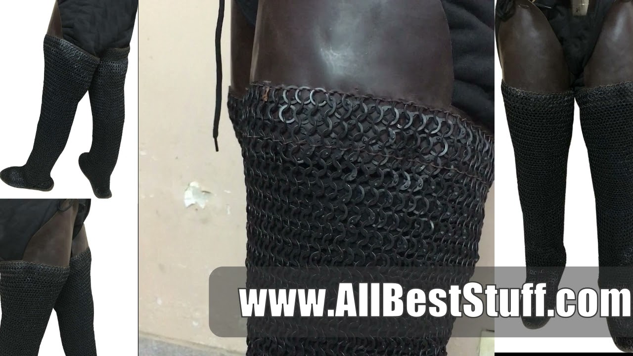 Chain mail Chausses Wedge Riveted Socks with Leather Sole - YouTube