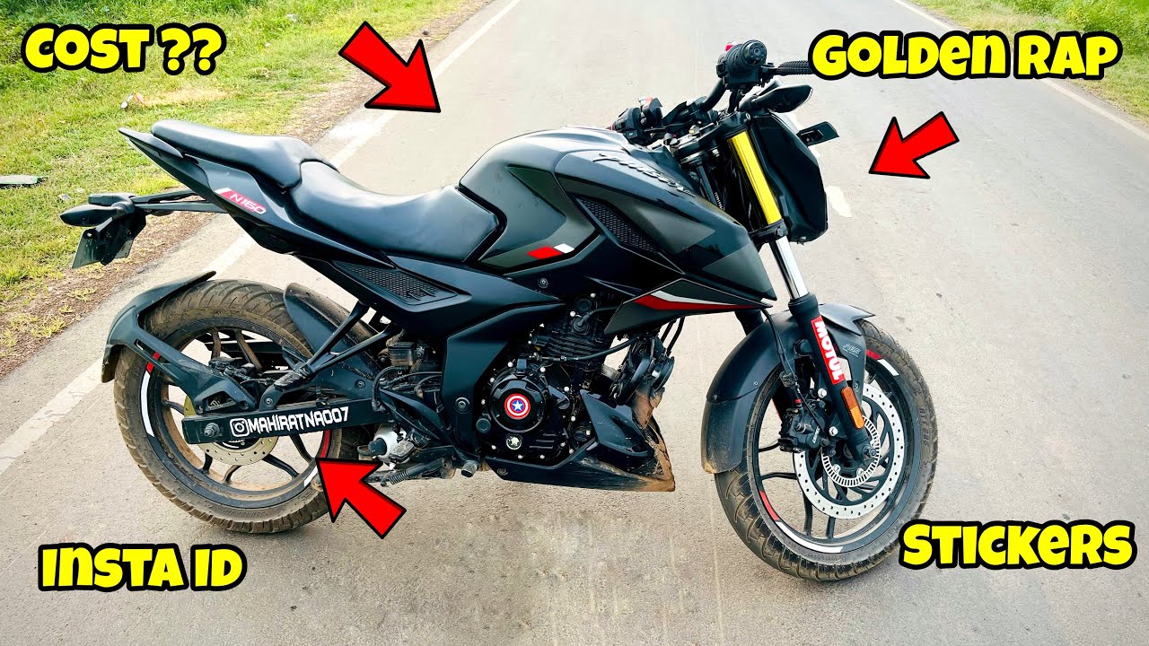 Pulsar N160 Modifications Golden Rap Motul Sticker Cost ?? 😧😧 - YouTube