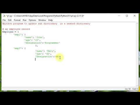 python program to update sub dictionary in a nested dictionary - YouTube