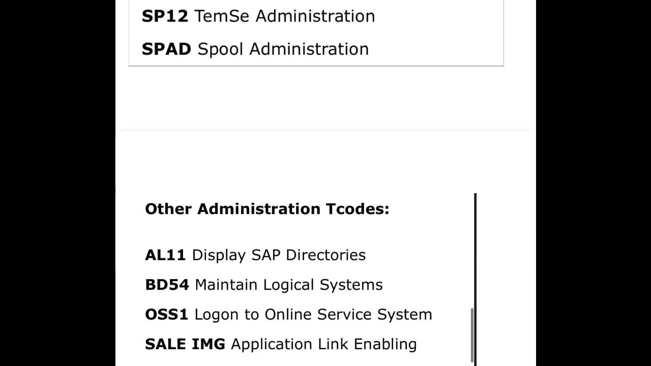 SAP BASIS T-CODS FOR ADMINISTRATION - YouTube