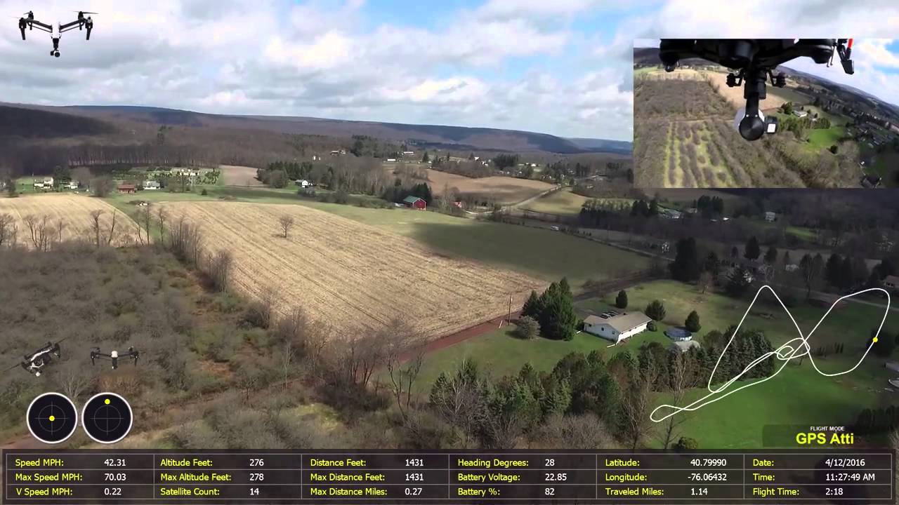DJI Inspire 1 with GoPro Attached & Dashware Landing Gear Gauge - YouTube