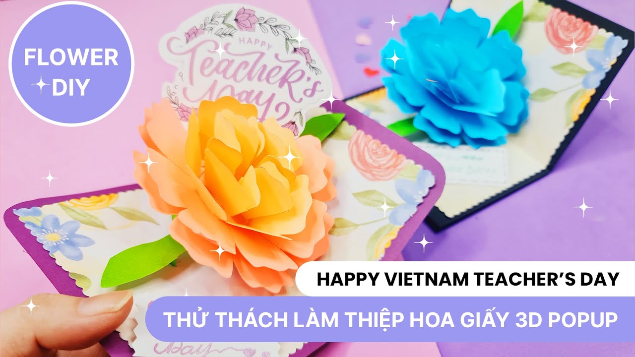 Thử thách làm thiệp hoa giấy 3D popup siêu Cute - YouTube