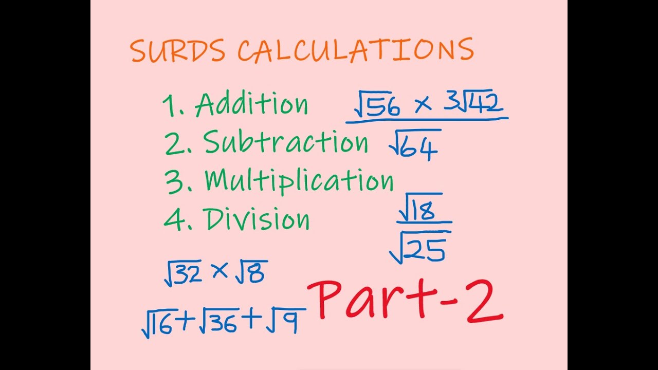 SURDS Part - 2 || Calculations - YouTube