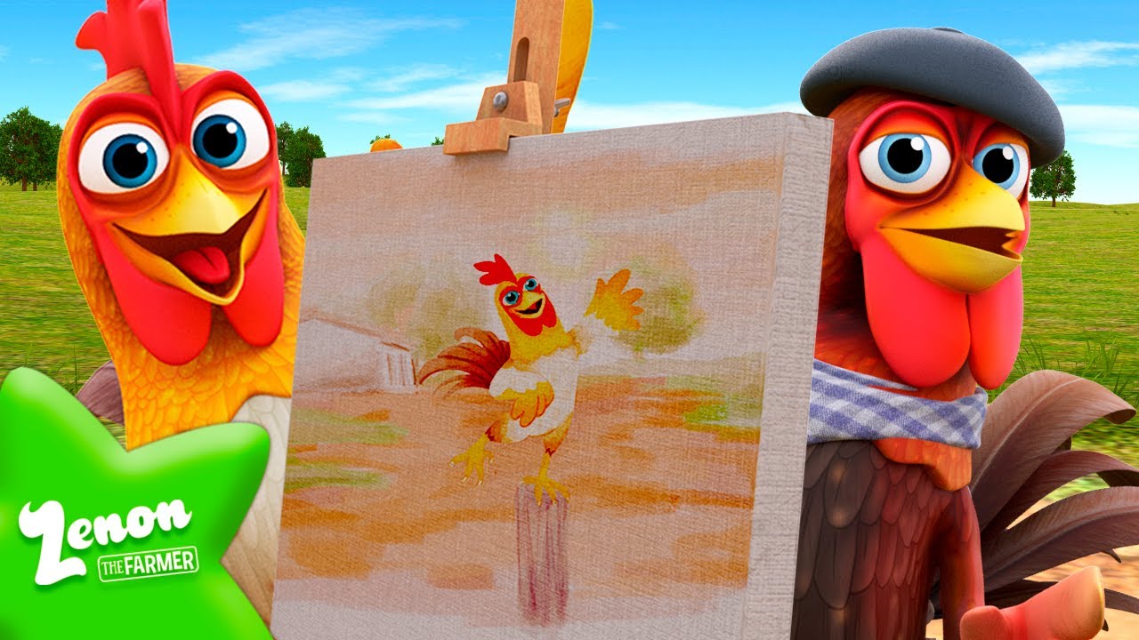 The Rooster Pinto Paints 🌈 FOR KIDS | Zenon the Farmer - YouTube