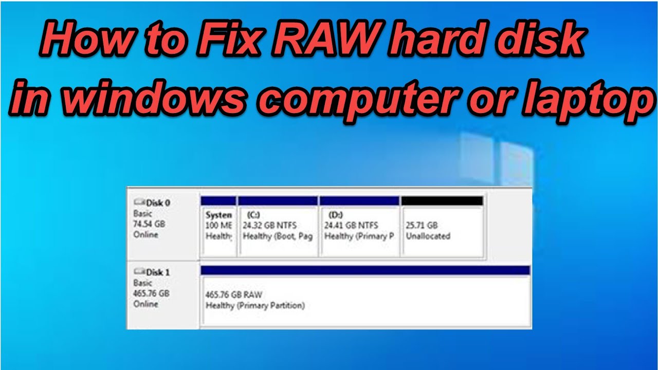 How to Fix RAW hard disk in windows computer or laptop - YouTube